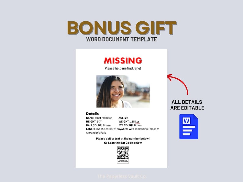 Missing Person Flyer Editable Template Missing Persons Tear off Flyer ...