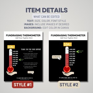 Editable Fundraising Goal Thermometer Template, Customizable Donation ...