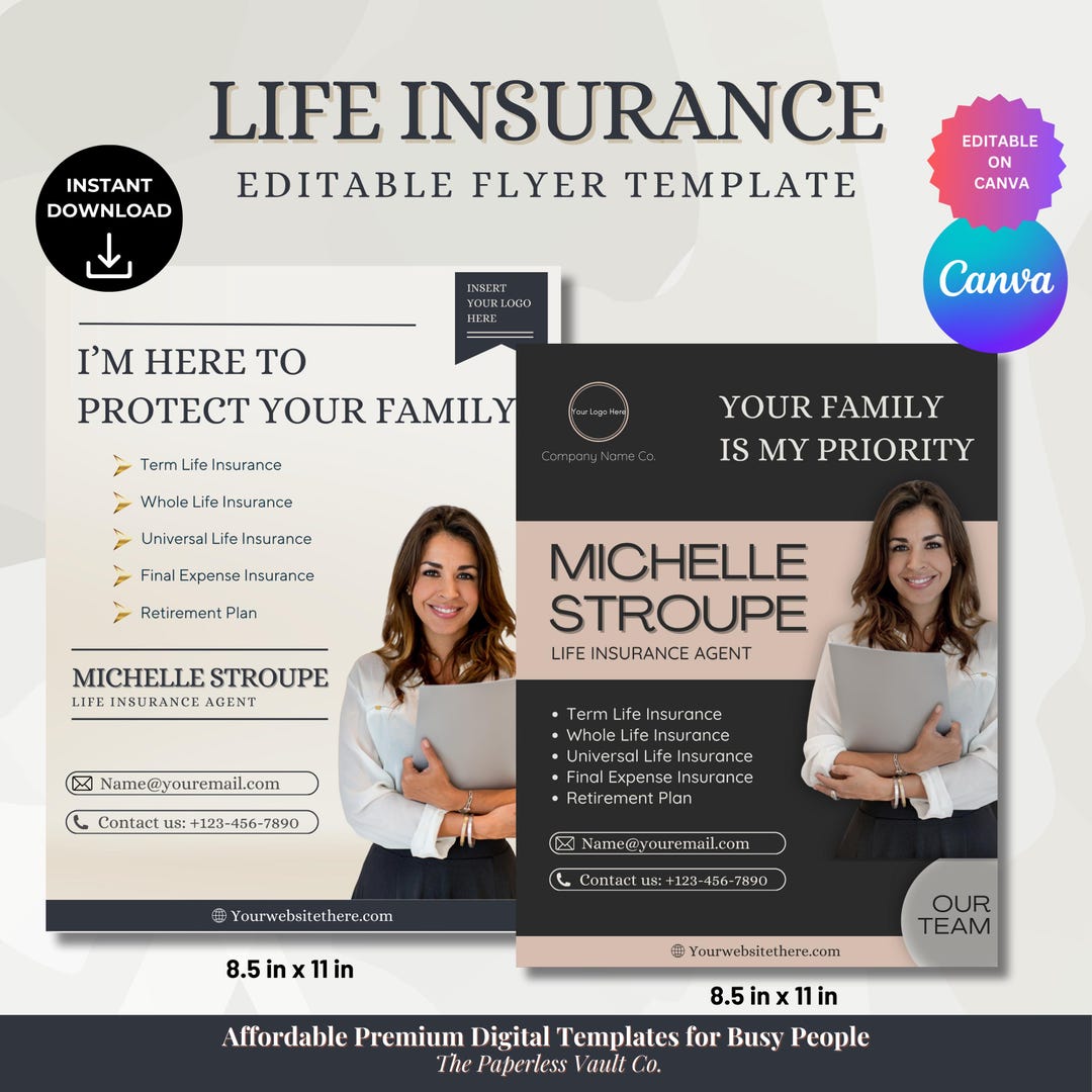 Editable Life Insurance Flyer Life Insurance Tear-off Ad Flyer Template ...