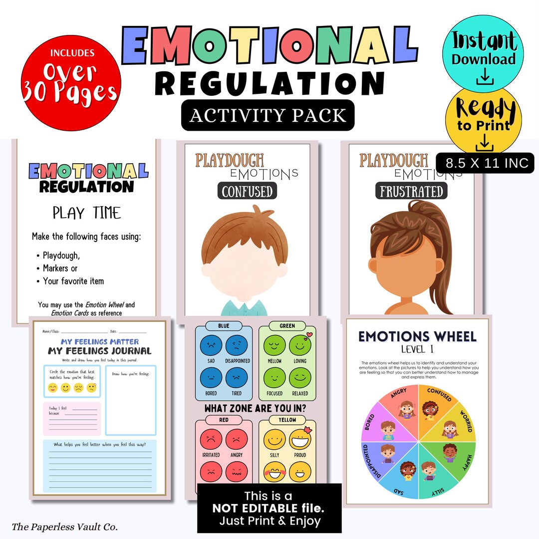 Emotional Regulation Activity Pack Printable, Feelings Check-in for ...