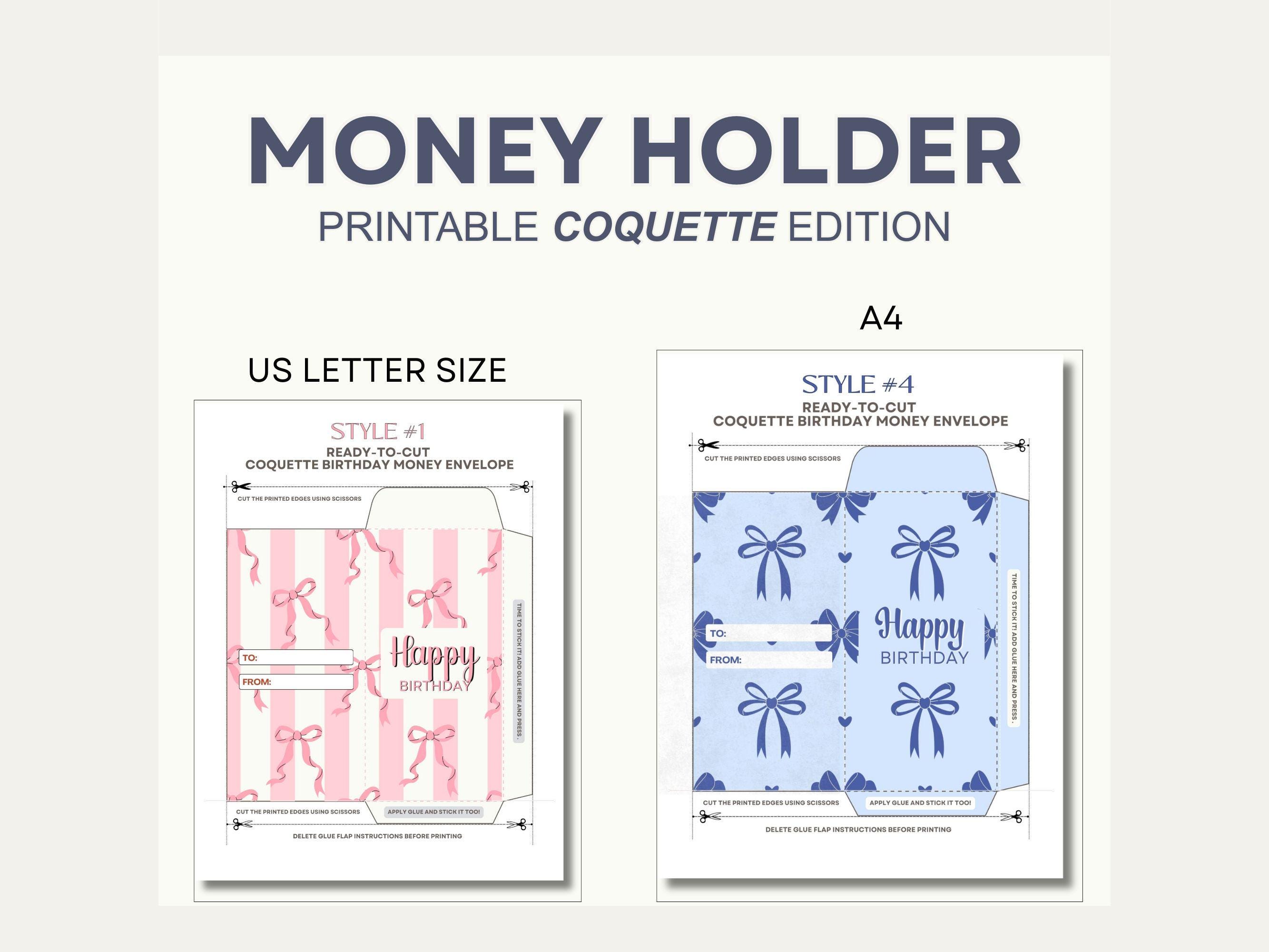 Coquette Money Envelope Printable Cash Envelope Birthday Gift Envelope ...