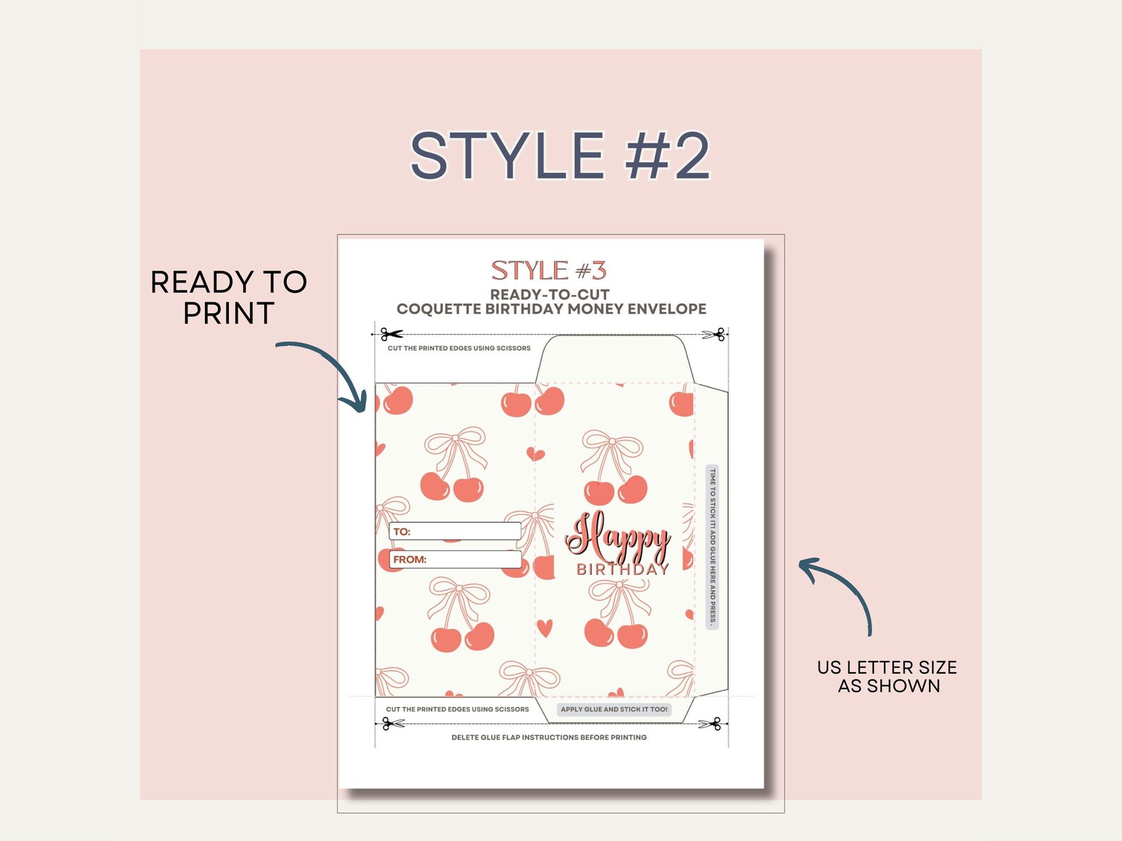 Coquette Money Envelope Printable Cash Envelope Birthday Gift Envelope ...