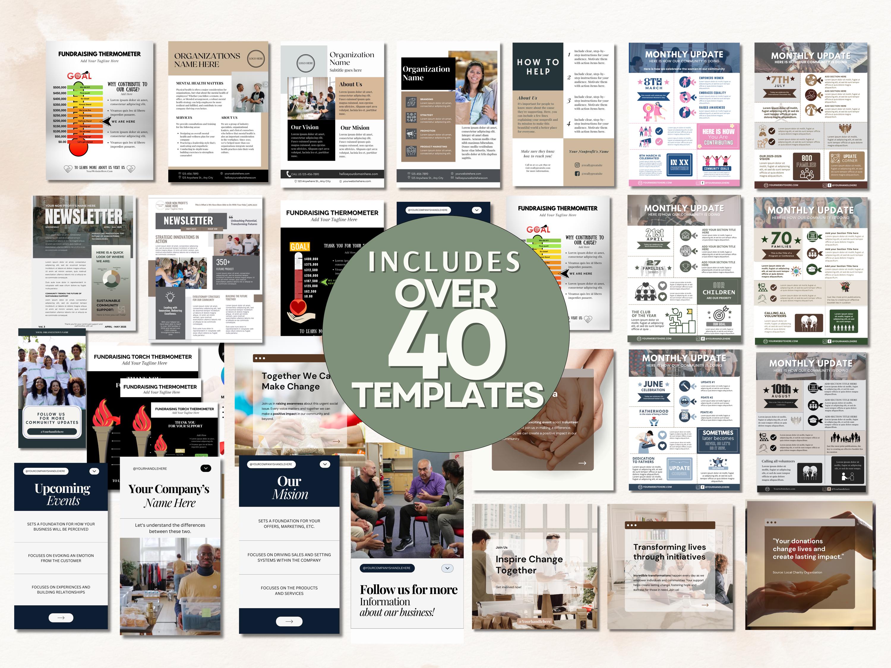 Non Profit One Pager Bundle Editable Template Infographic Fundraiser ...
