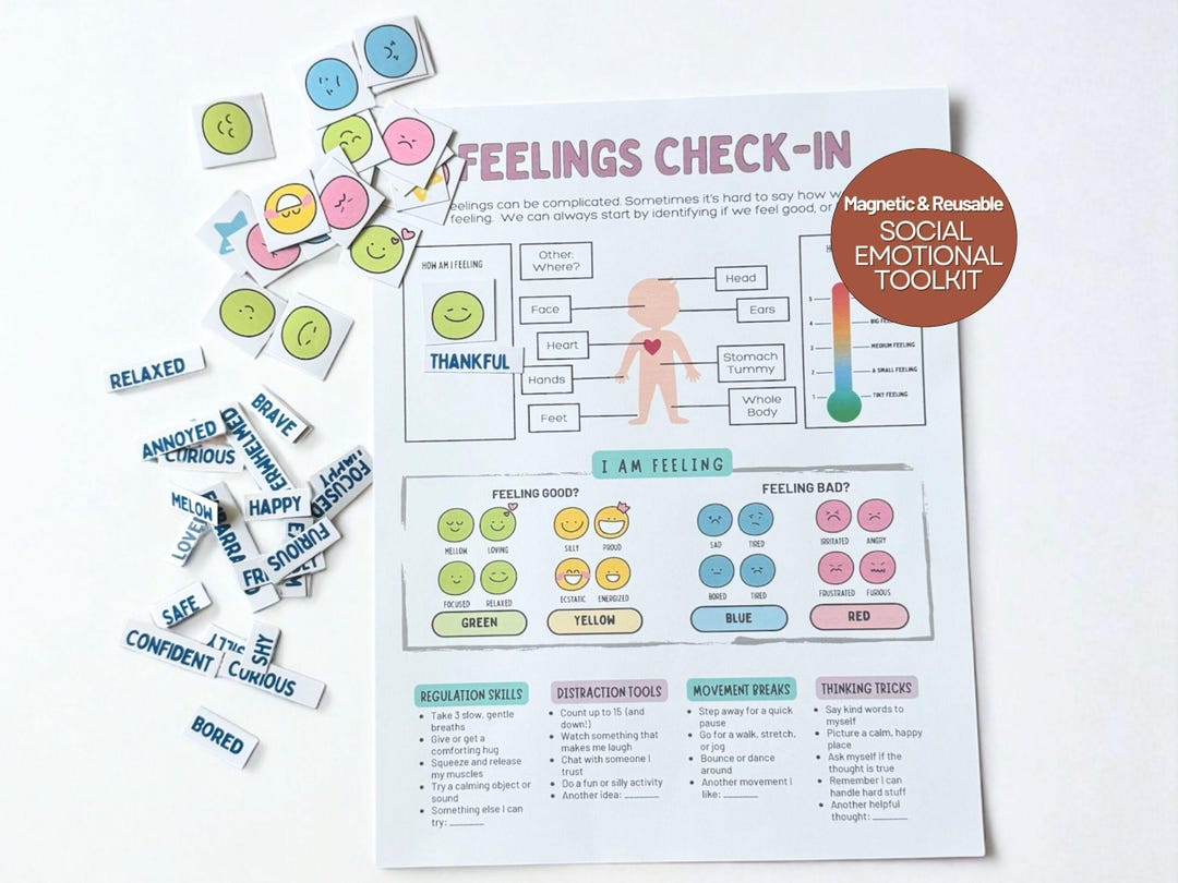 Magnetic Social Emotional Learning Kit: Feelings Thermometer, Check-in ...