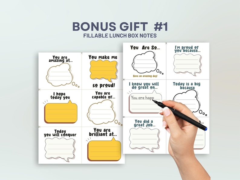 100 Printable Lunchbox Notes for Kids: Encouragement & Affirmation ...