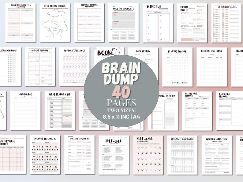 Brain Dump Printable Planner ADHD Thought Organizer Worksheets ADHD ...