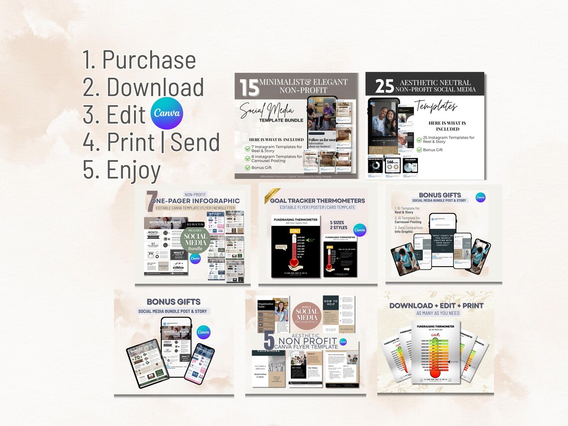 Non Profit One Pager Bundle Editable Template Infographic Fundraiser ...