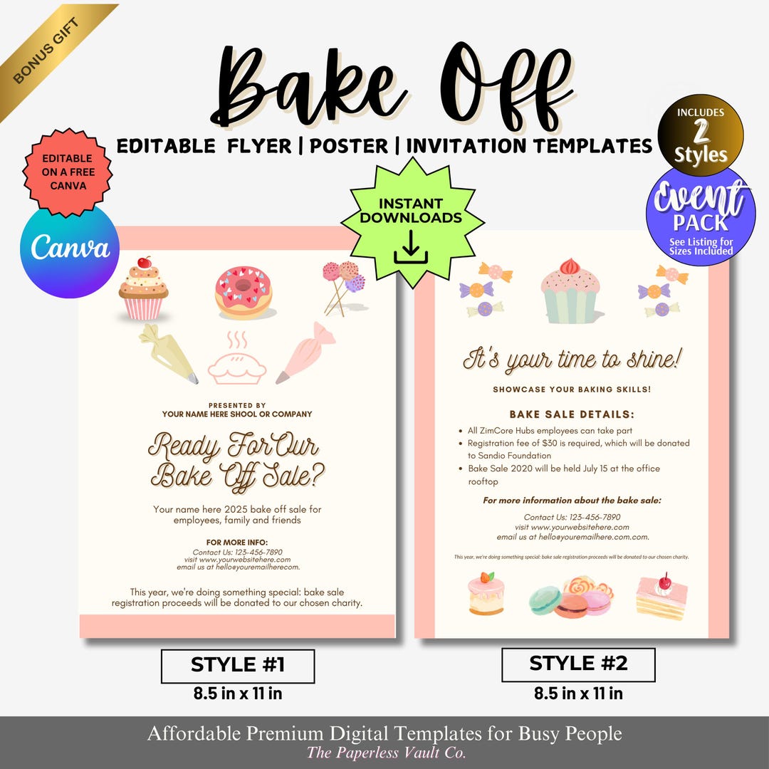 Editable Bake off Flyer Template: Cake Poster, PTA/PTO Event (digital ...