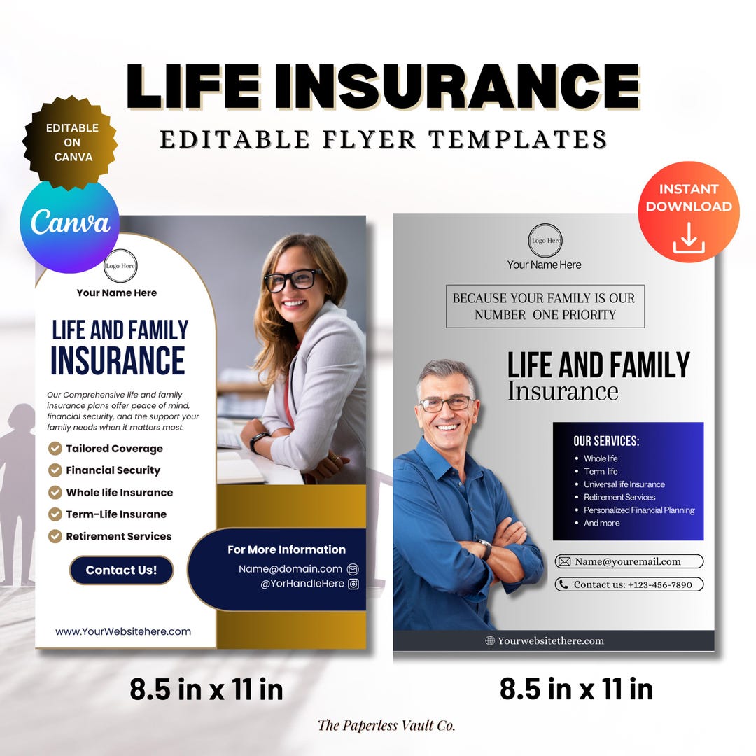 Editable Life Insurance Template Flyer Ad Life Insurance Agent Tear-off ...