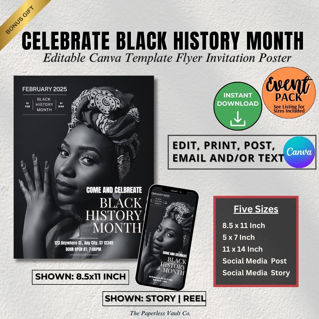 Black History Editable Flyer Poster Magazine Style, Celebration Event ...