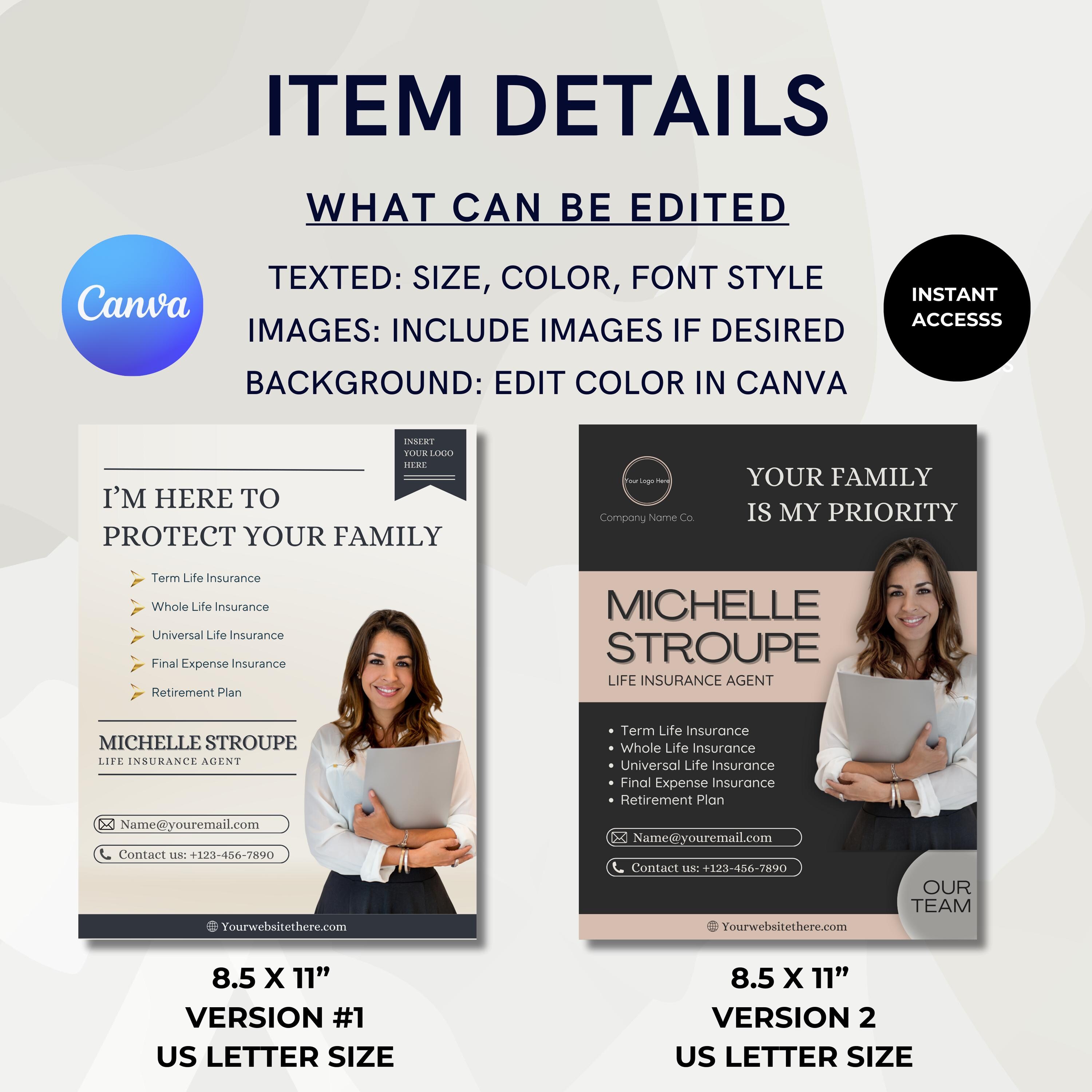 Editable Life Insurance Flyer Life Insurance Tear-off Ad Flyer Template ...