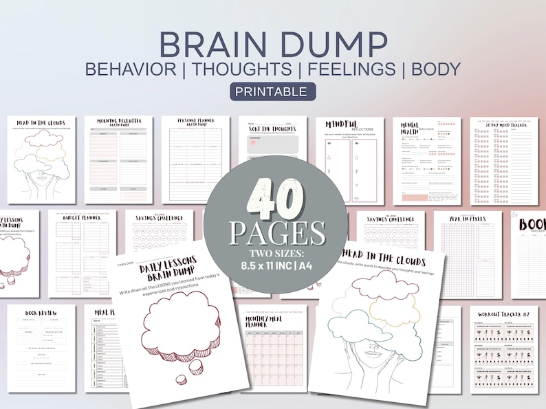 Brain Dump Printable Planner ADHD Thought Organizer Worksheet ADHD ...