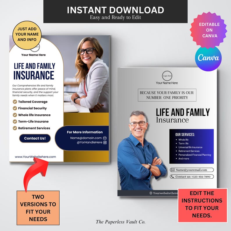 Editable Life Insurance Template Flyer Ad Life Insurance Agent Tear-off ...