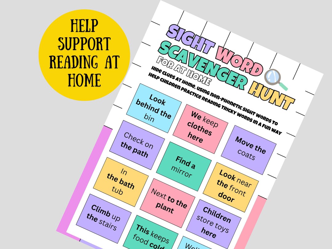 Sight Word Scavenger Hunt, Printable Kids Phonics, KS1, Word Search ...