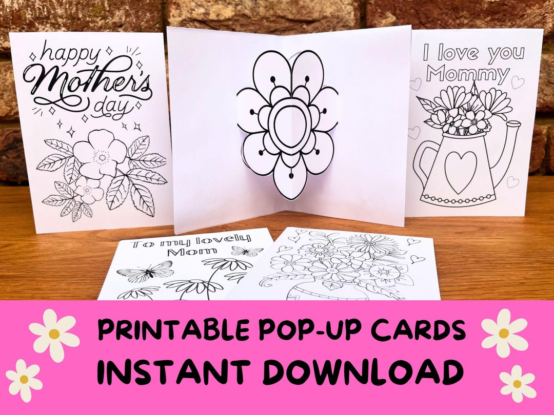 Pop-up Mother's Day Cards, Printable Kids Colouring Bundle, Classroom ...