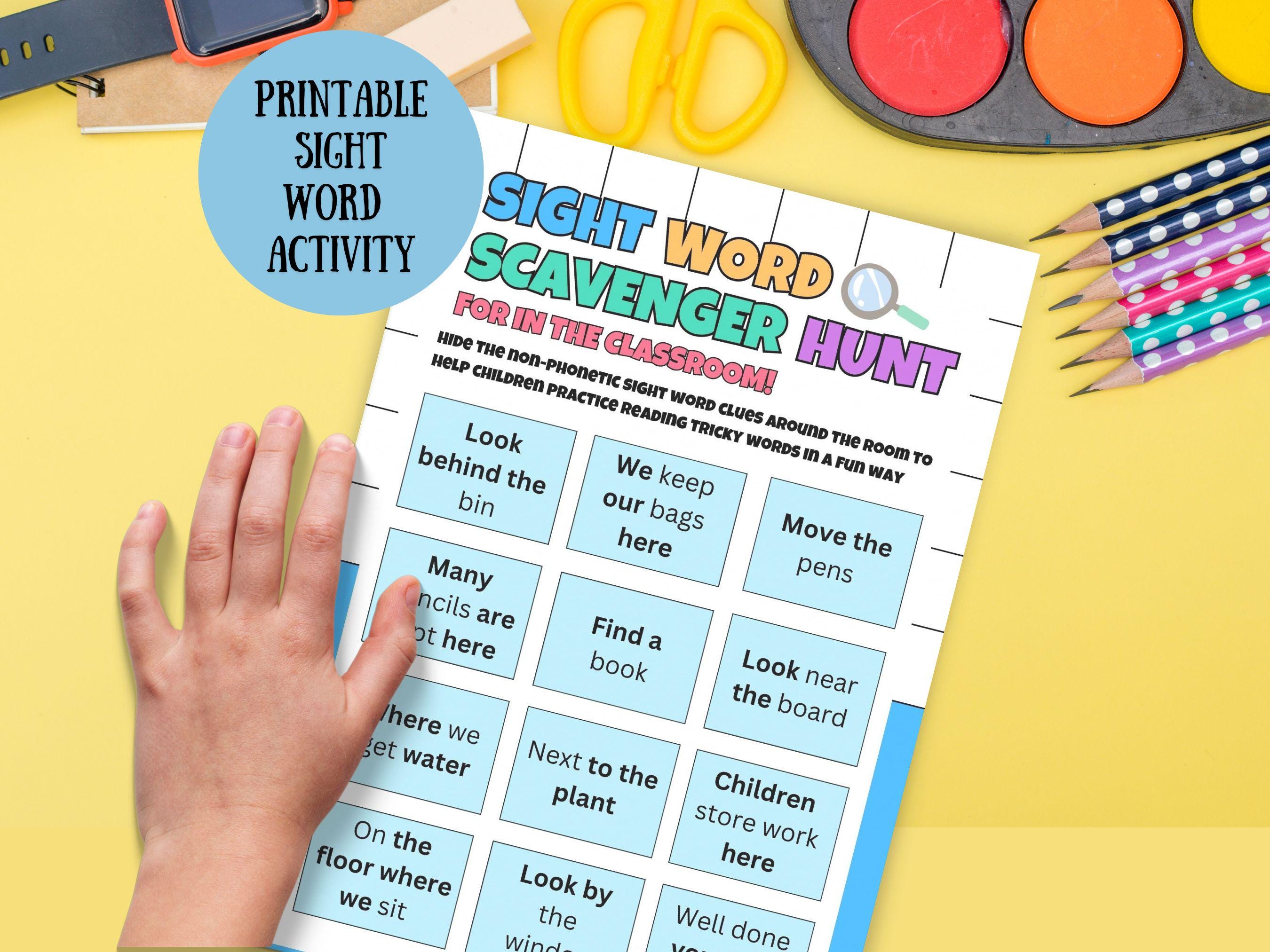 Classroom Sight Word Scavenger Hunt, Printable Activity, Hunt for Words ...