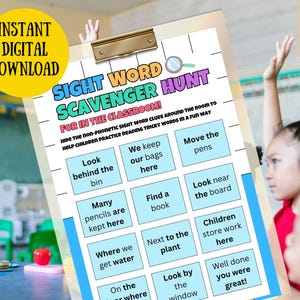 Classroom Sight Word Scavenger Hunt, Printable Activity, Hunt for Words ...
