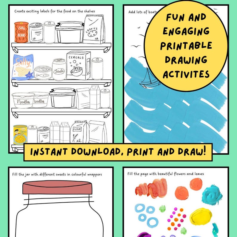Printable Drawing Activities, Creative Art Exercises, Kids Mindful ...