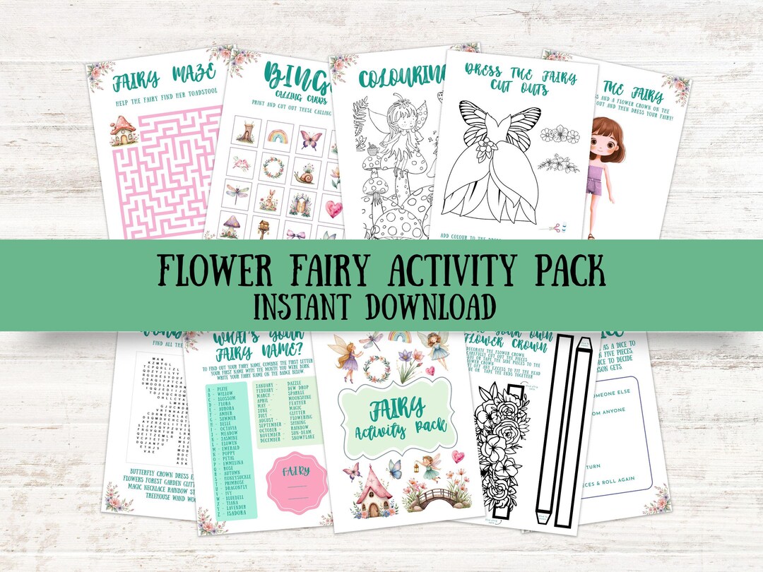 Fairy Activity Pack, 8 Printable Creative Exercises, Kids DIY Party ...