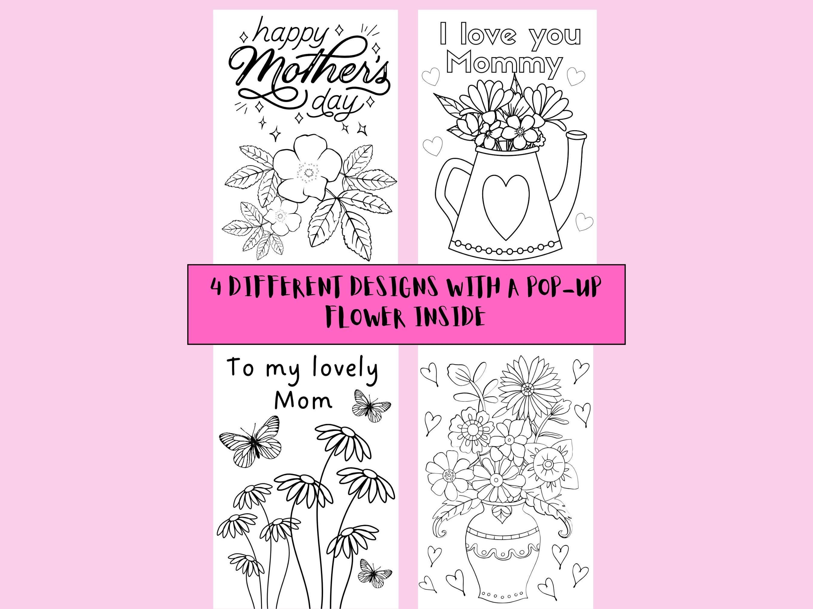 Pop-up Mother's Day Cards, Printable Kids Colouring Bundle, Classroom ...