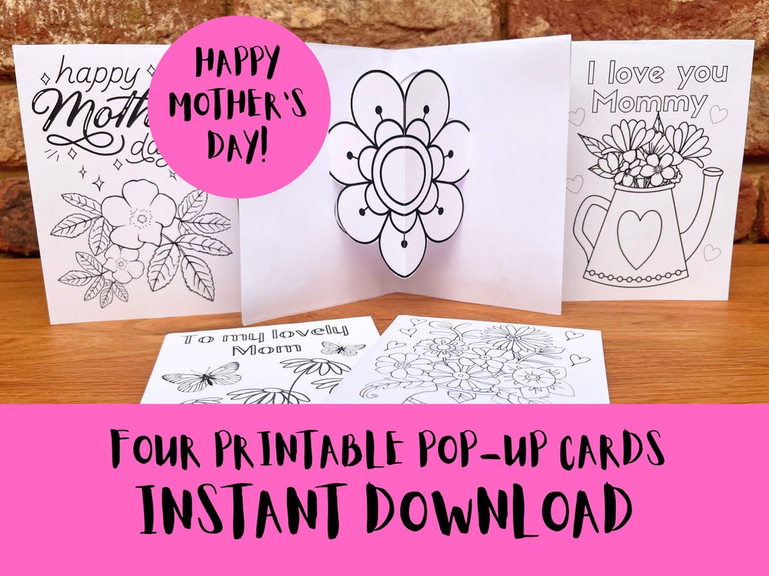 Pop-up Mother's Day Cards, Printable Kids Colouring Bundle, Classroom ...