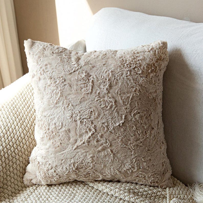 4-piece Coordinated Furry Throw Pillows Bundle 450g Inserts 18"x18" - Etsy