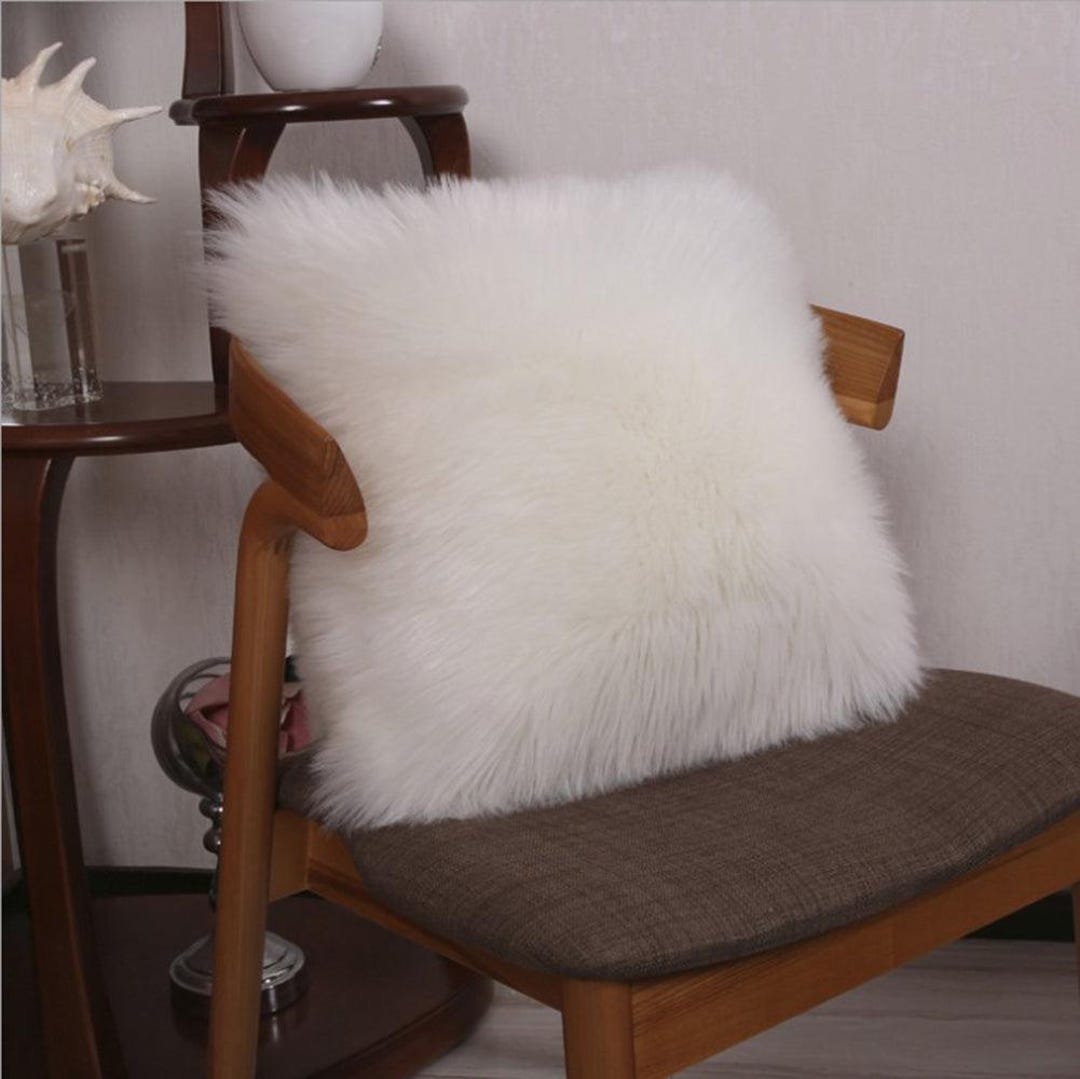 Square Furry Fur (front) Faux (back) Pillow 18''x18'' (with/without ...