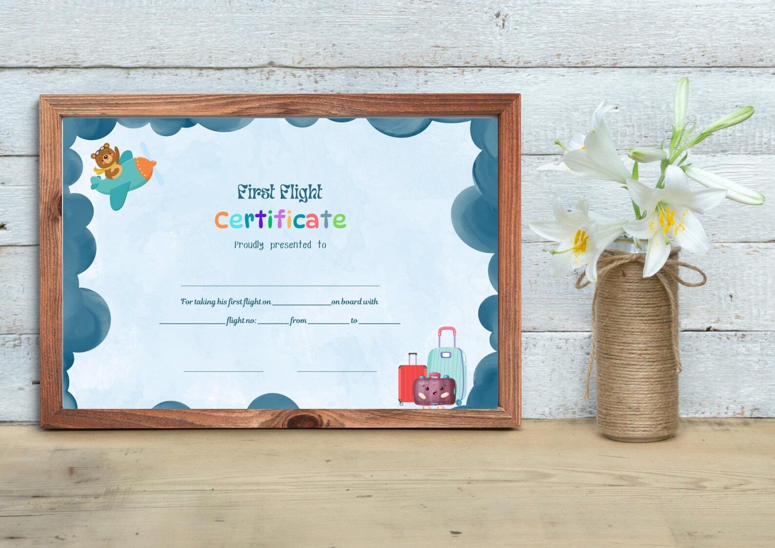 Personalized First Flight Certificate | Printable Airplane Travel ...