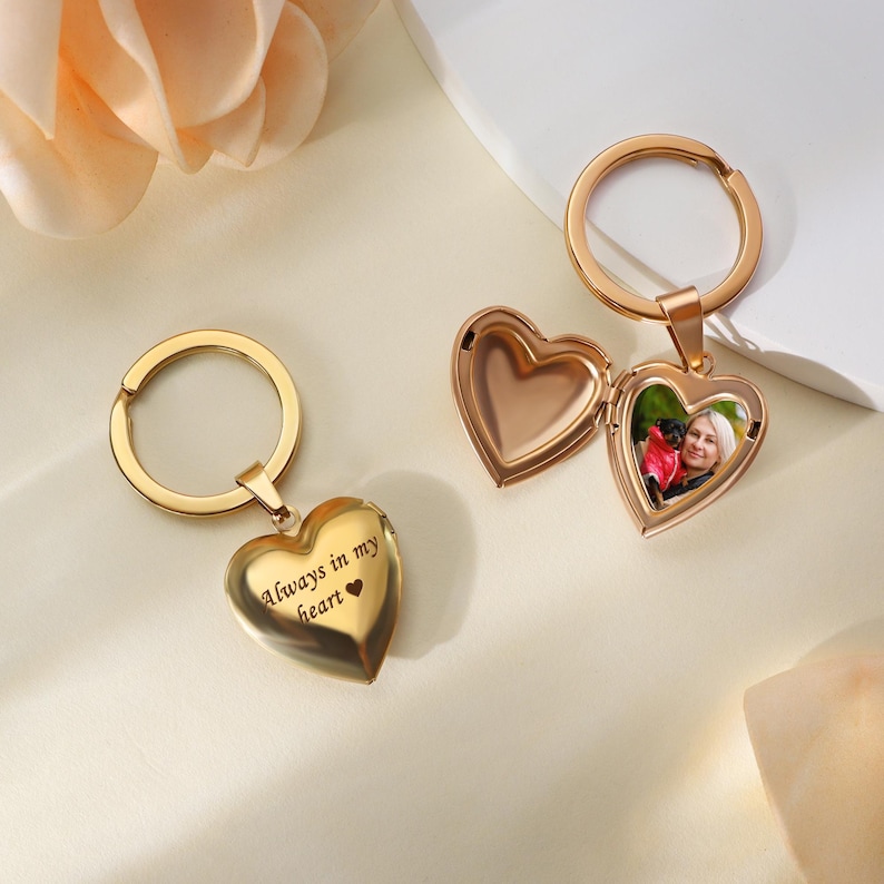 Custom Locket Keychain With Photo, Memorial Keychain, Personalized ...