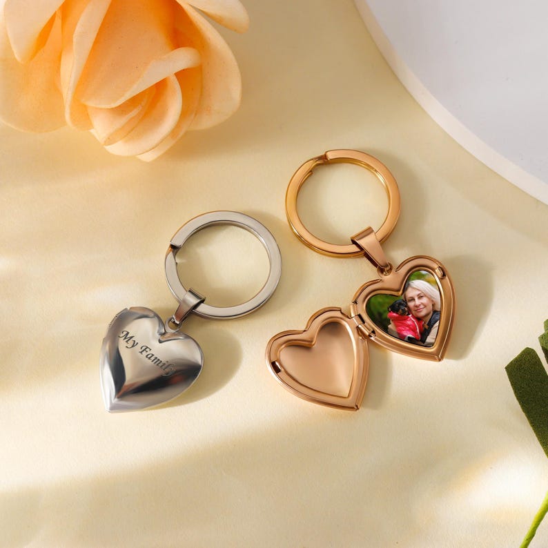 Custom Locket Keychain With Photo, Memorial Keychain, Personalized ...