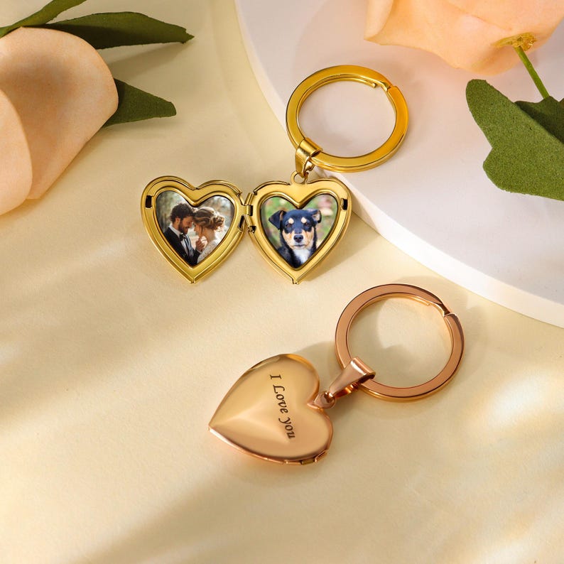 Custom Locket Keychain With Photo, Memorial Keychain, Personalized ...
