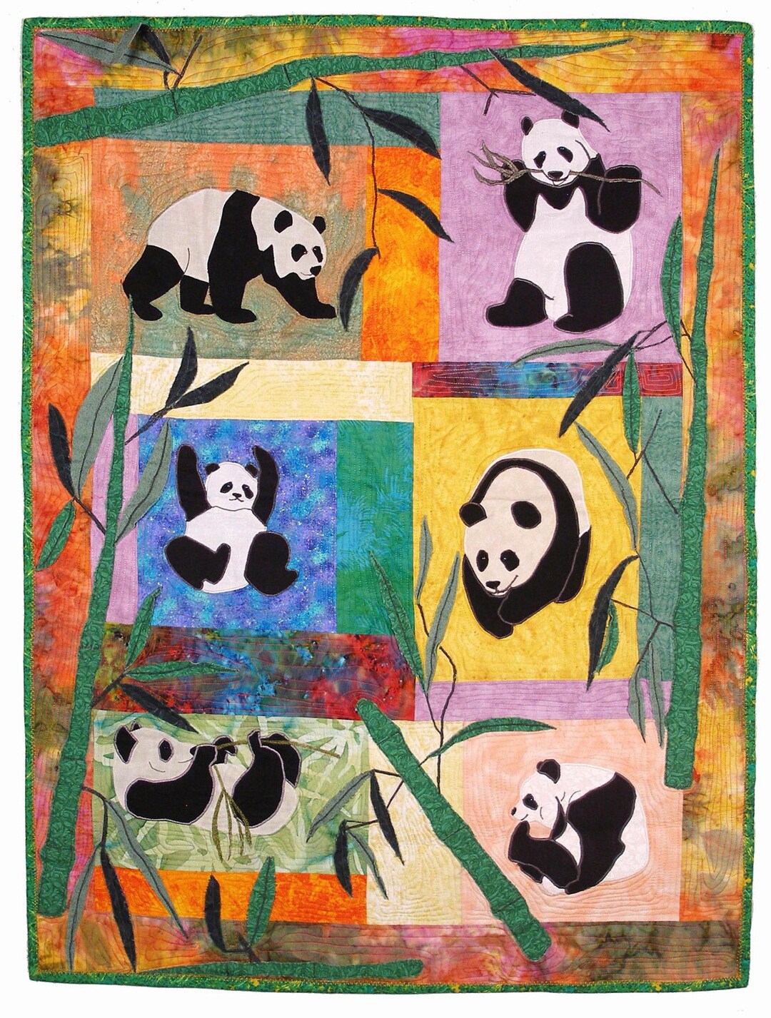 Pandas, Machine Applique Printed Pattern by Debora Konchnsky, Critter ...