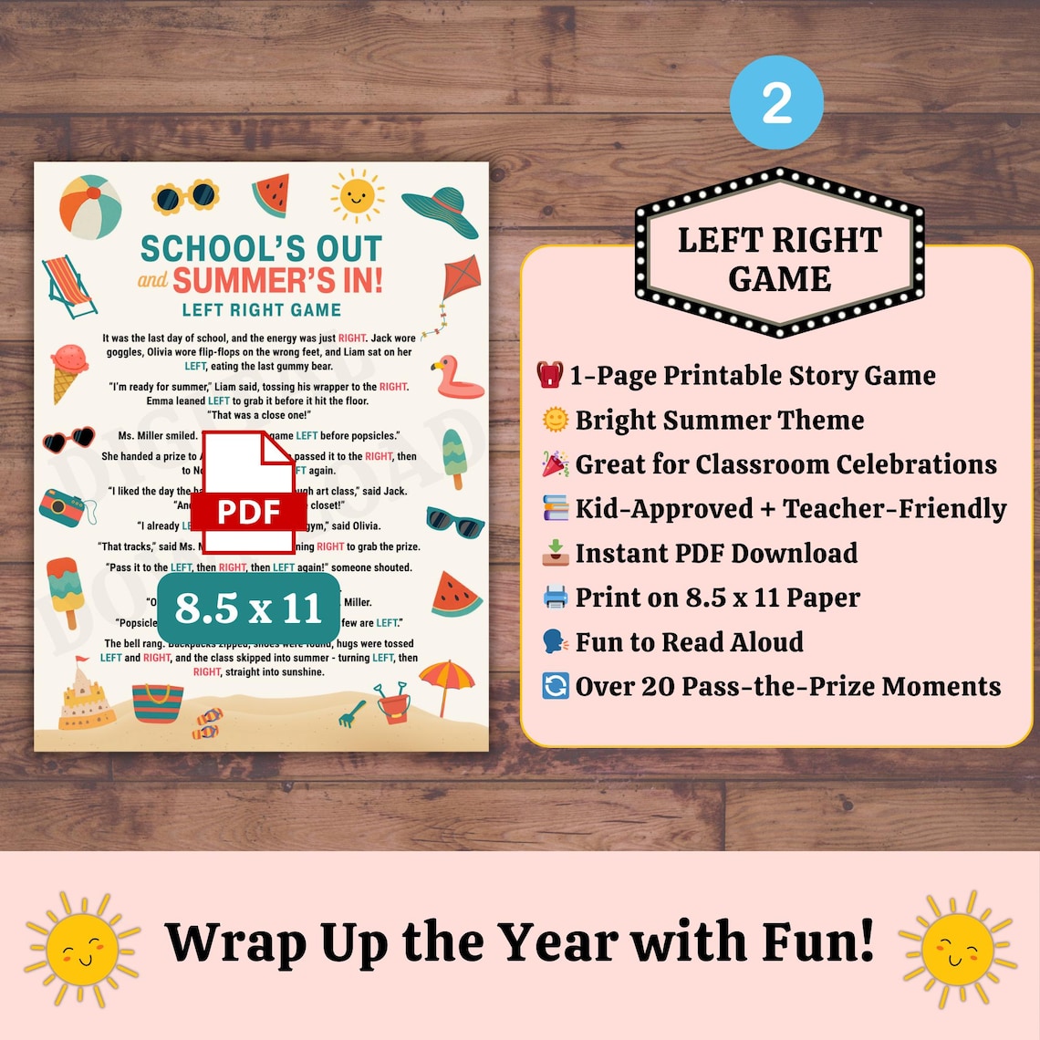 Last Day of School Party Games Bundle: Printable Left Right & Pass the ...