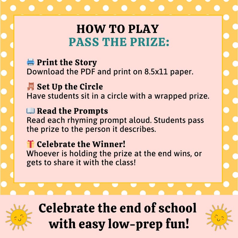 Last Day of School Party Games Bundle: Printable Left Right & Pass the ...