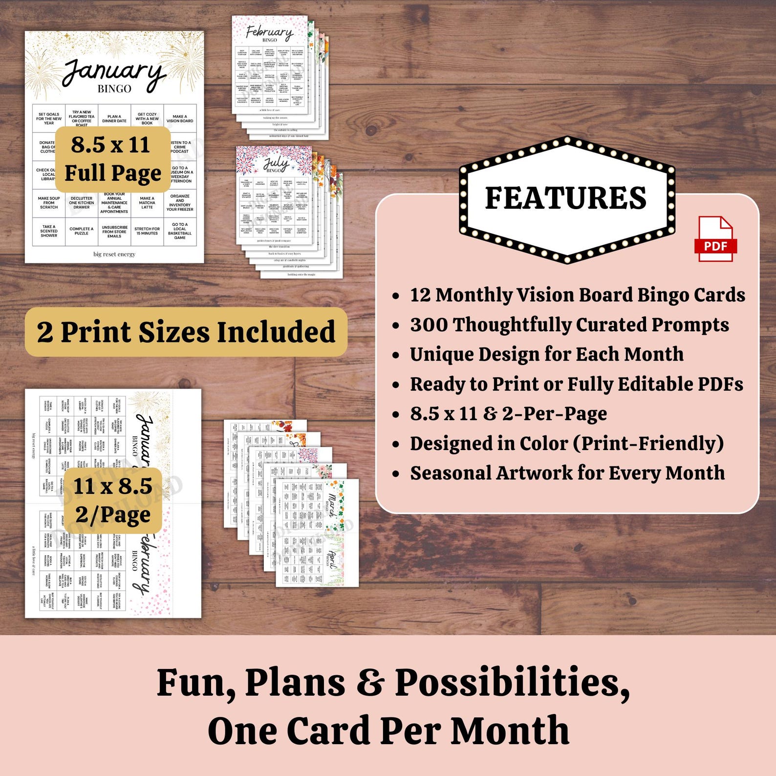 Spring Bucket List Bingo Printable | April Goal Setting Game (digital ...