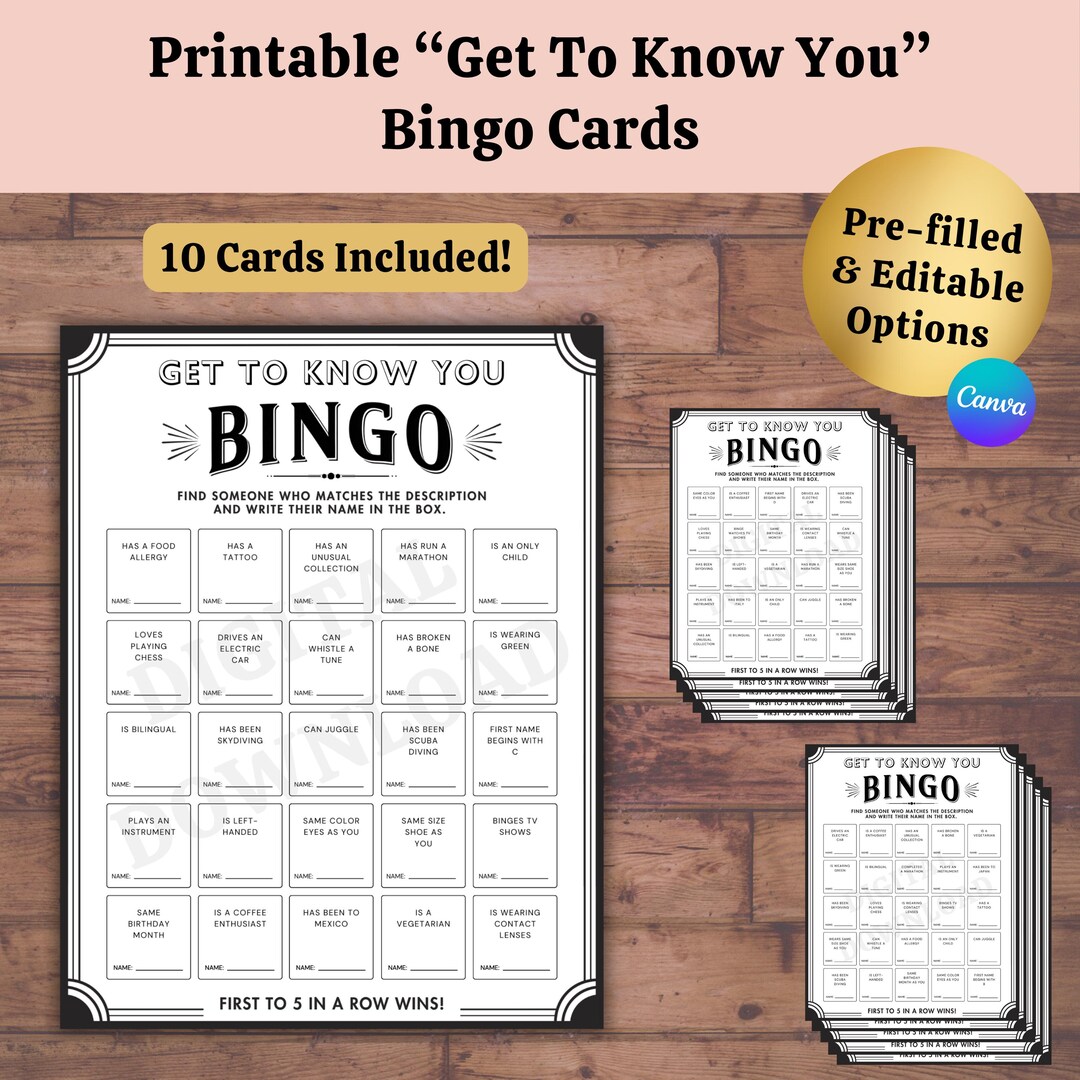 Get to Know You Bingo, Printable Icebreaker Game, Editable Template ...