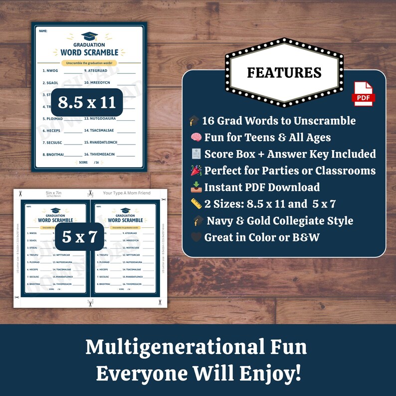 Graduation Word Scramble Game Printable | Grad Party Activity, Class of ...