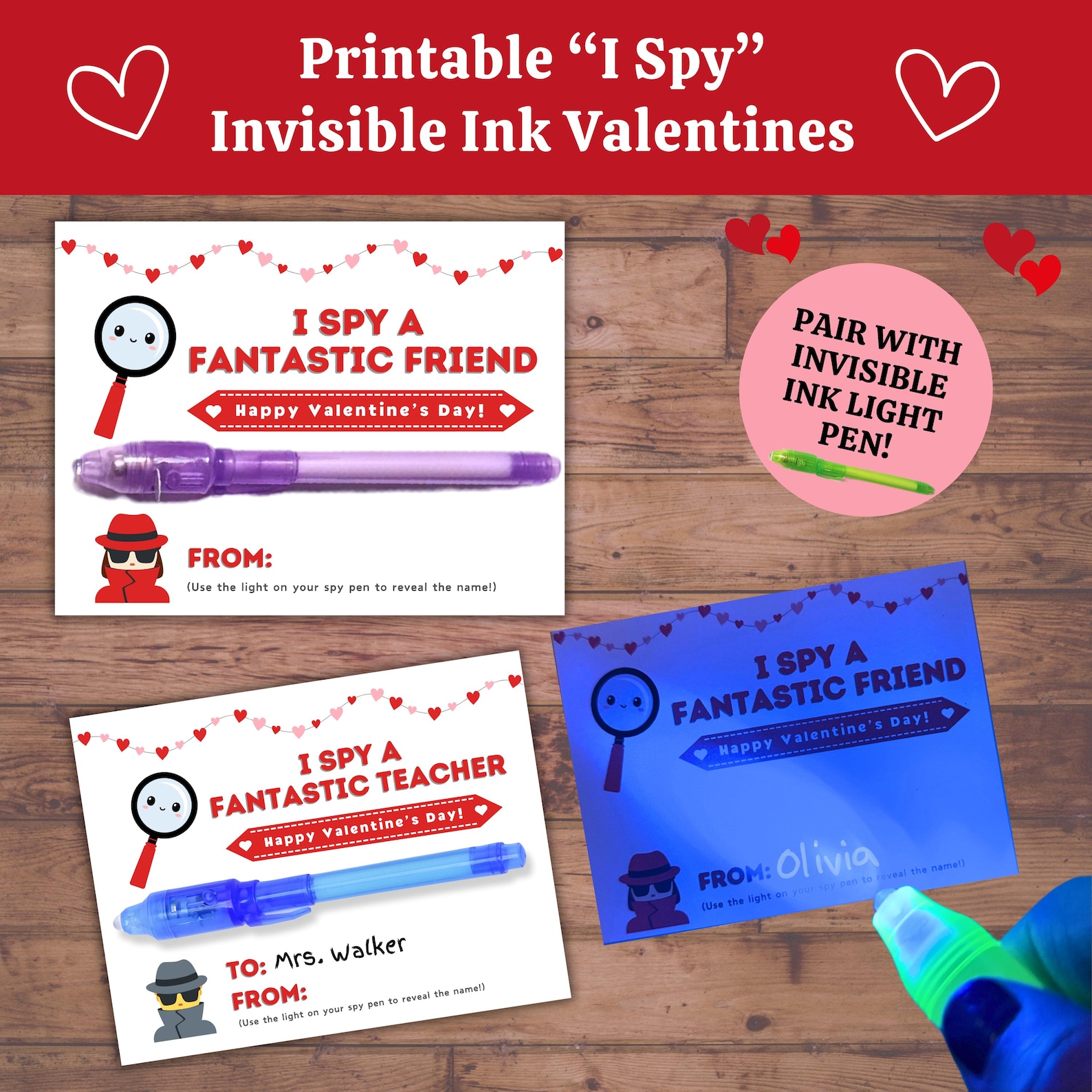 I Spy Valentine Cards | Invisible Ink, Classroom Valentines Non Candy ...