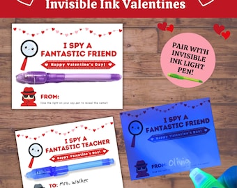Printable Invisible Ink Pen Valentine, Secret Agent Cards, I Spy School ...