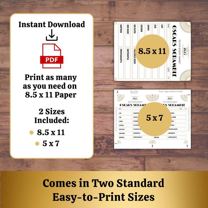 Oscars 2025 Printable Word Scramble Game, Academy Awards Party PDF ...