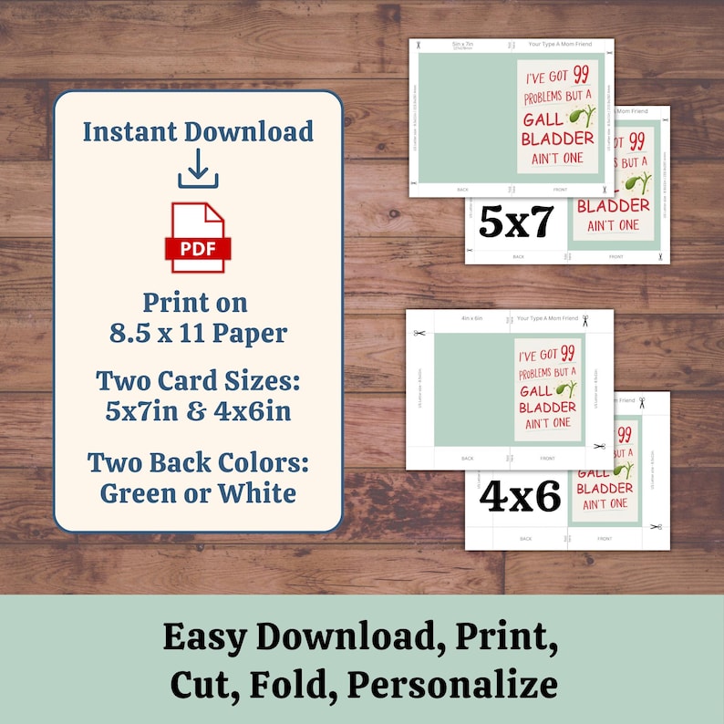 Gallbladder Surgery Funny Get Well Card: Printable Removal ...