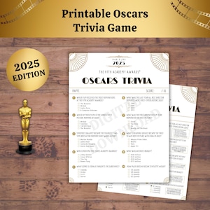 Oscars Trivia Game 2025: Printable Academy Awards Party Fun Facts ...