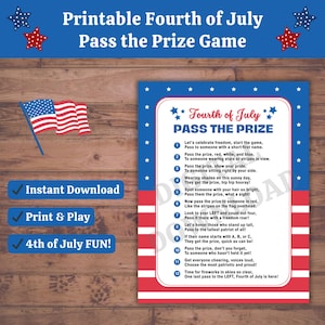 Fourth of July Pass the Prize Game: Patriotic Party Activity (PDF ...