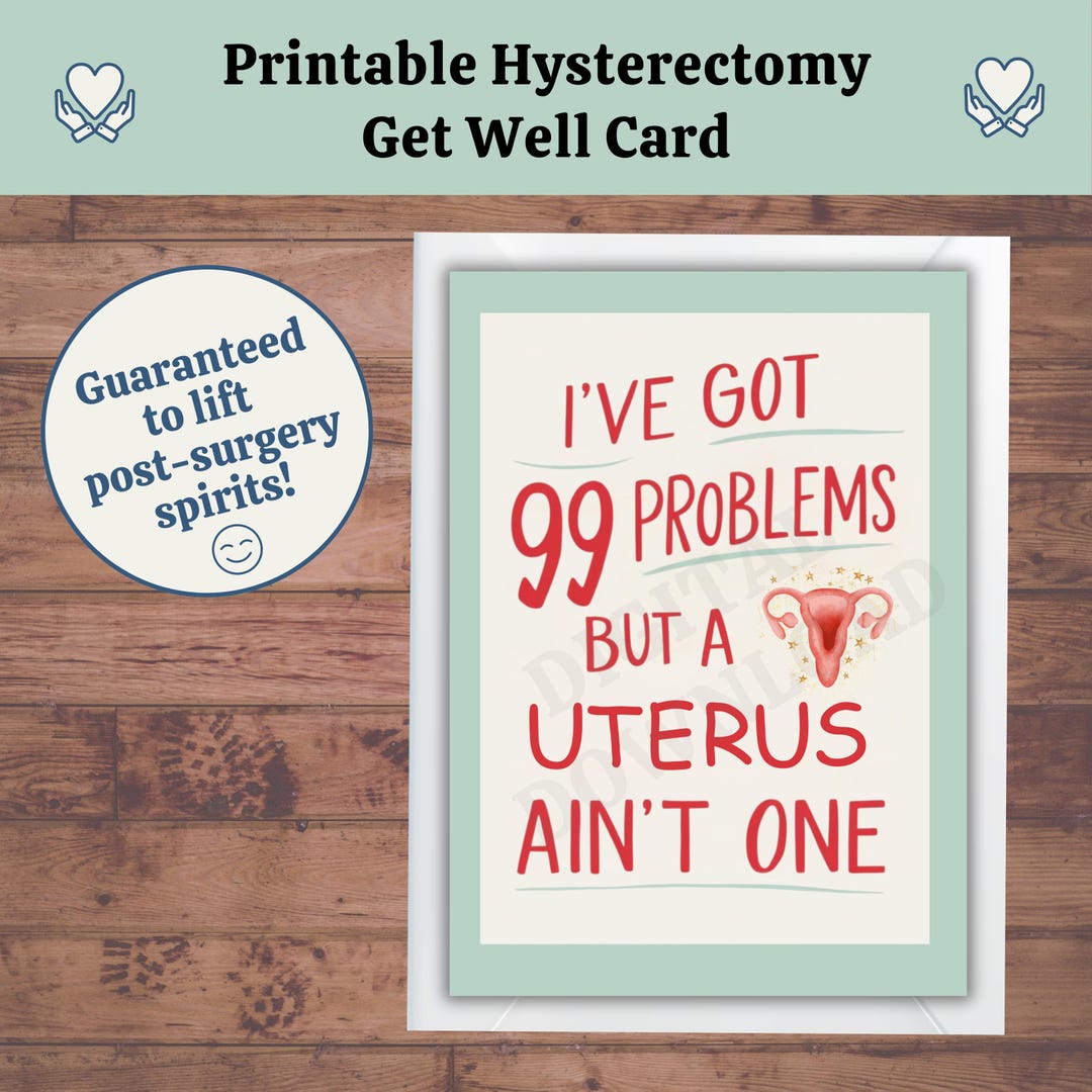 Hysterectomy Get Well Card – Printable Uterus Surgery Recovery Greeting ...