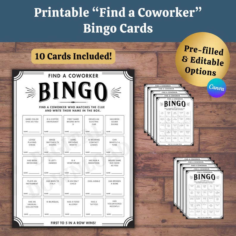Coworker Bingo: Team Building Office Icebreaker (printable PDF) - Etsy