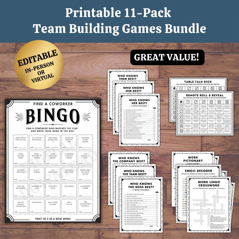 Office Party Games Party Pack - Teambuilding Bingo, Ice Breaker Games ...
