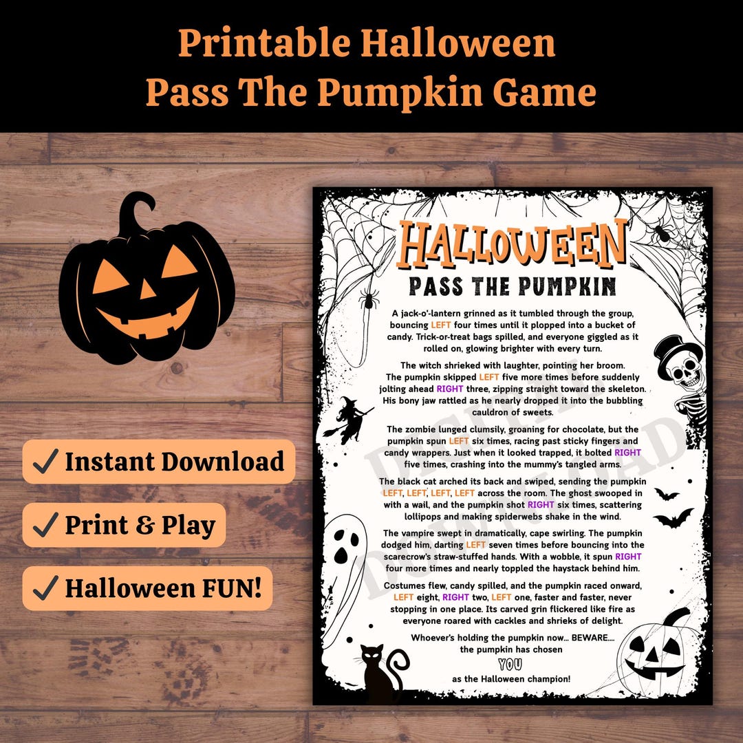 Halloween Left Right Game Printable | Pass the Pumpkin Story ...
