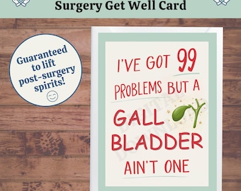 Get Well Soon Card, Cholecystectomy, Gallbladder Removal, Post Surgery ...