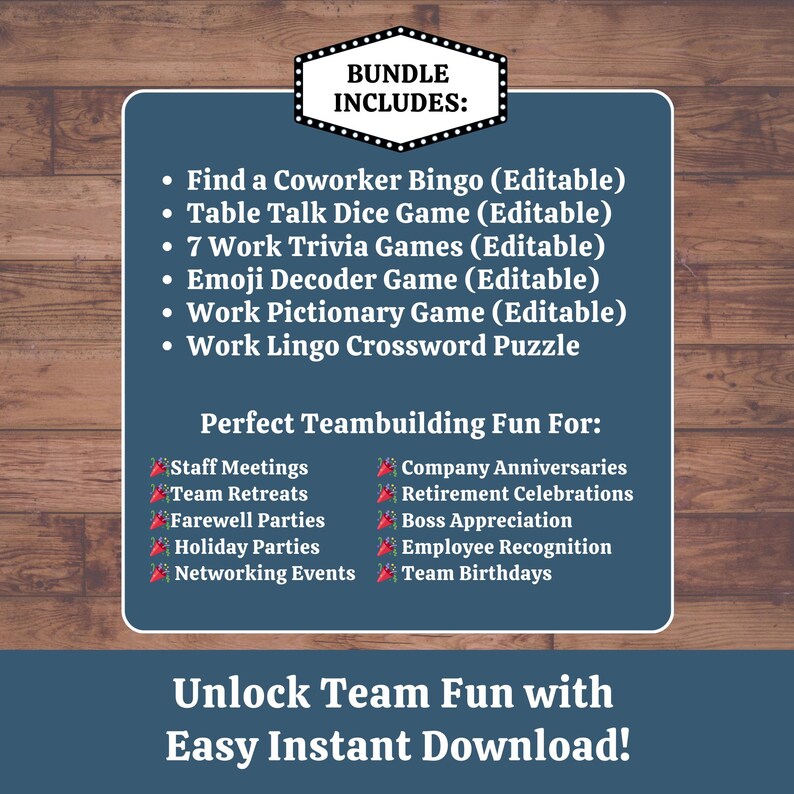 Office Party Games Party Pack - Teambuilding Bingo, Ice Breaker Games ...