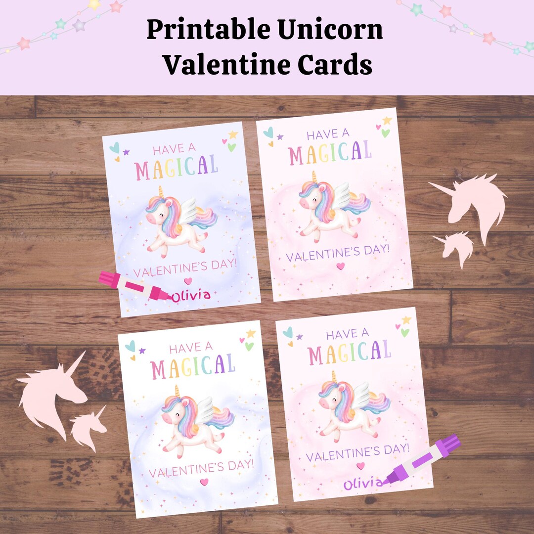 Unicorn Valentine – Printable School Classroom Card PDF for Non Candy ...